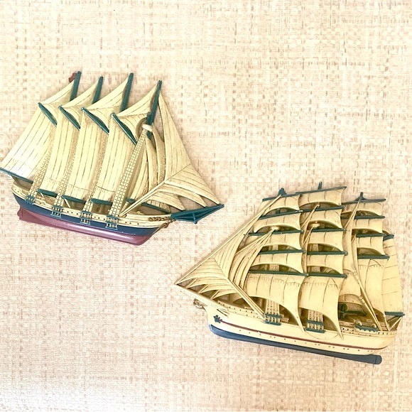 Vintage | Art | Vintage Nautical Wall Decor Tall Ship Plaques Mid ...